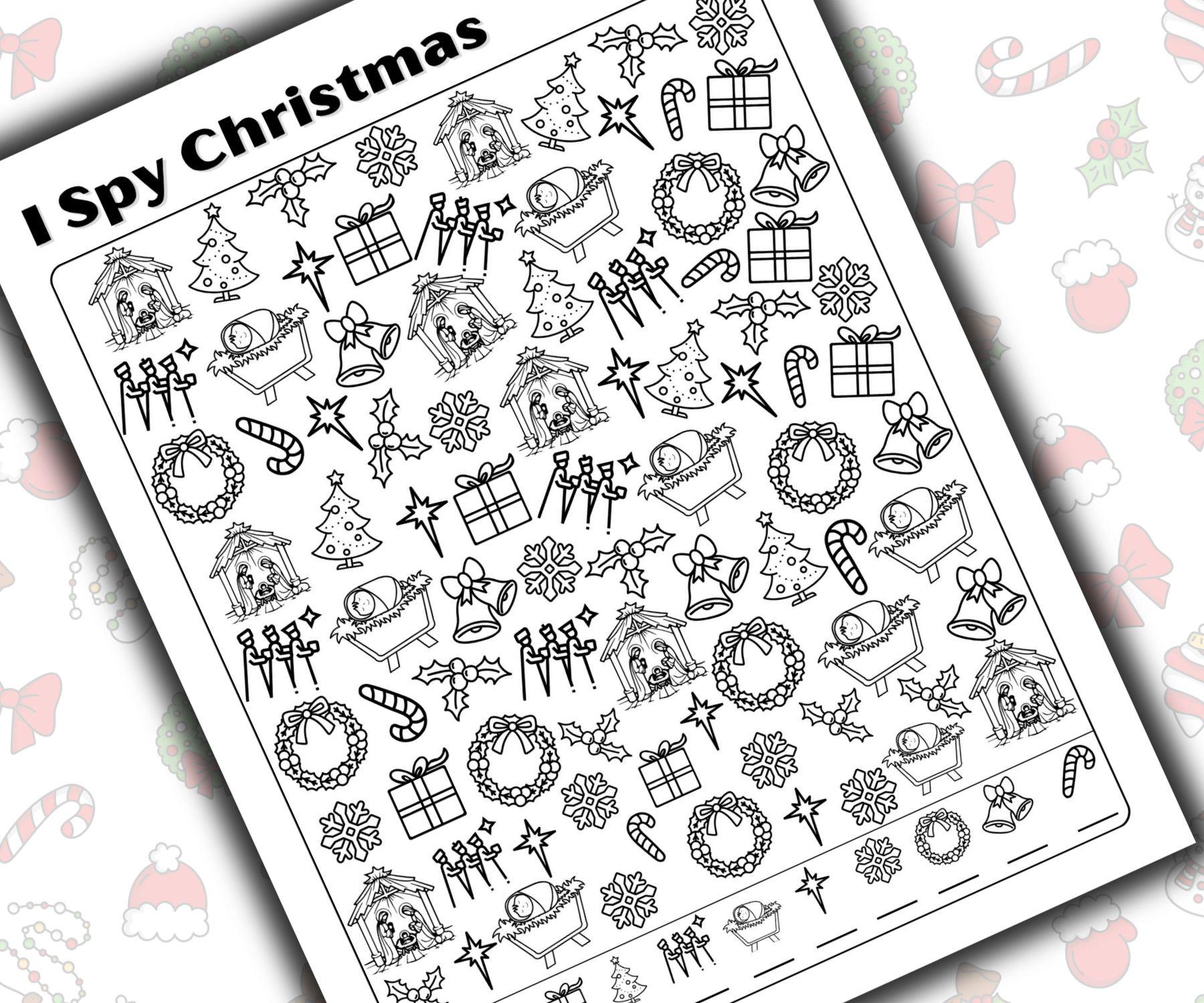 I Spy Christmas Activity Sheet, Christmas Coloring Page, Christmas ...
