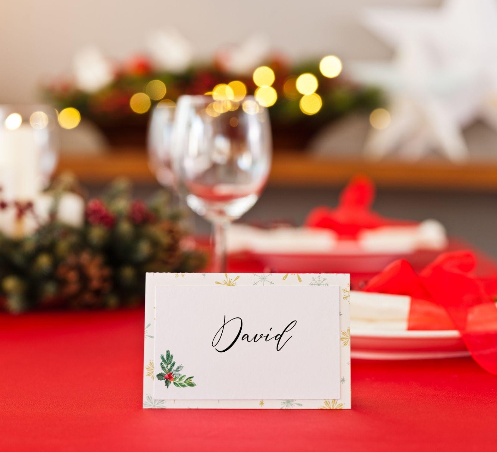 Editable Template Minimalist Christmas Name Cards Calligraphy Font ...