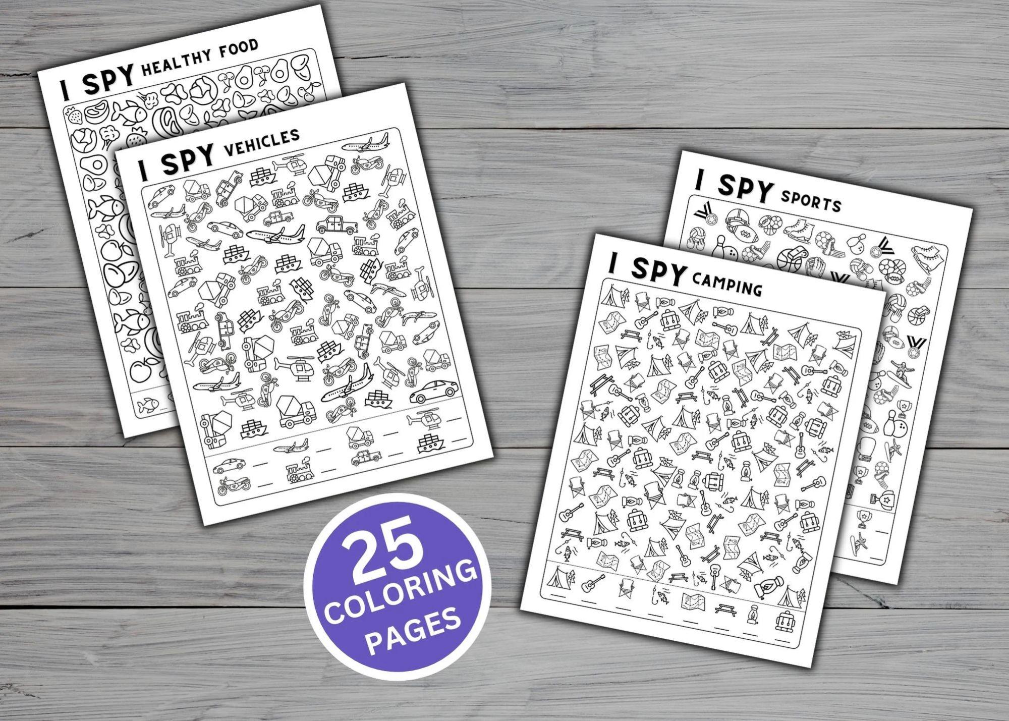 Printable I Spy Coloring Pages Digital Download I Spy Insects, I Spy ...
