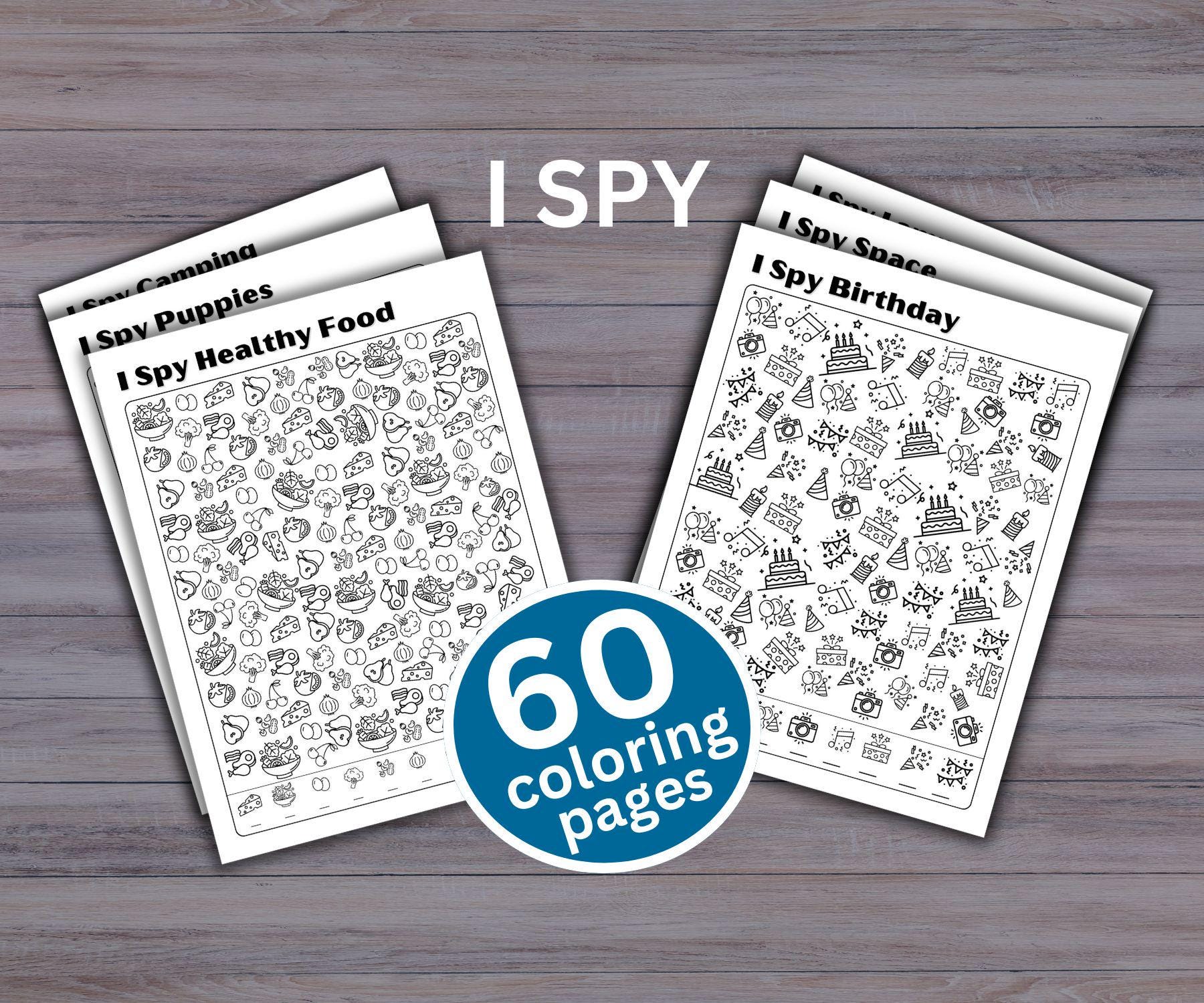 60 I Spy Printable Coloring Pages, Fun Activity Worksheets (PDF) - Etsy
