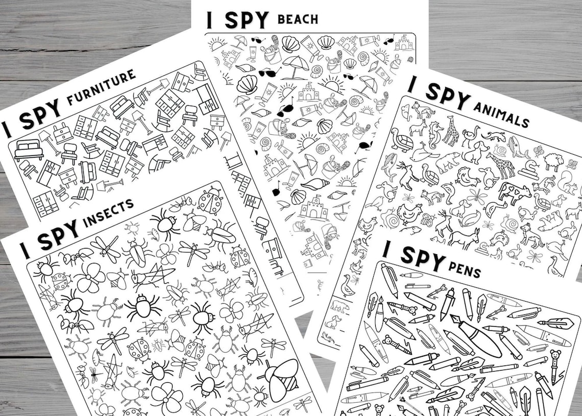 Printable I Spy Coloring Pages Digital Download I Spy Insects, I Spy ...