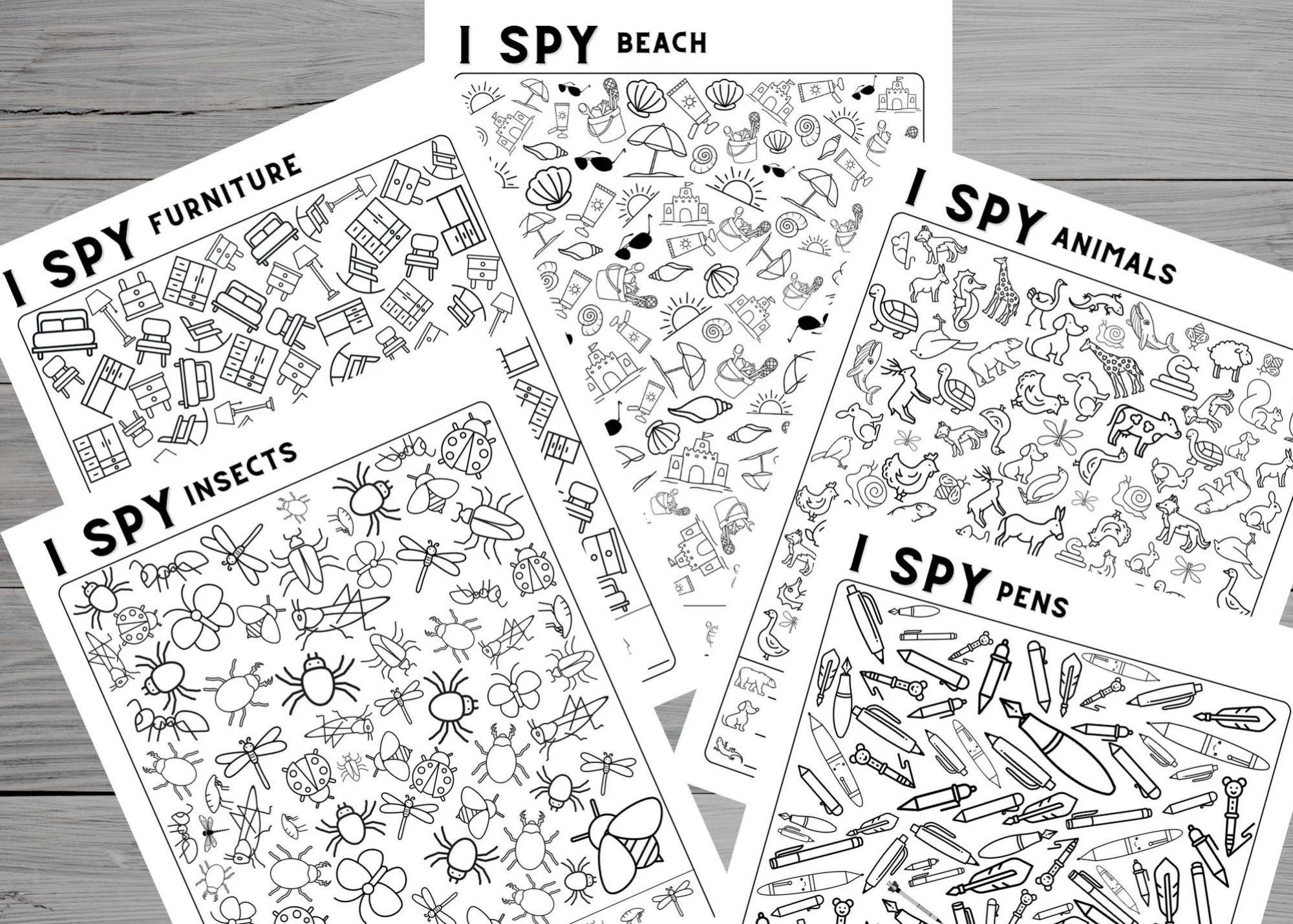Printable I Spy Coloring Pages Digital Download I Spy Insects, I Spy ...