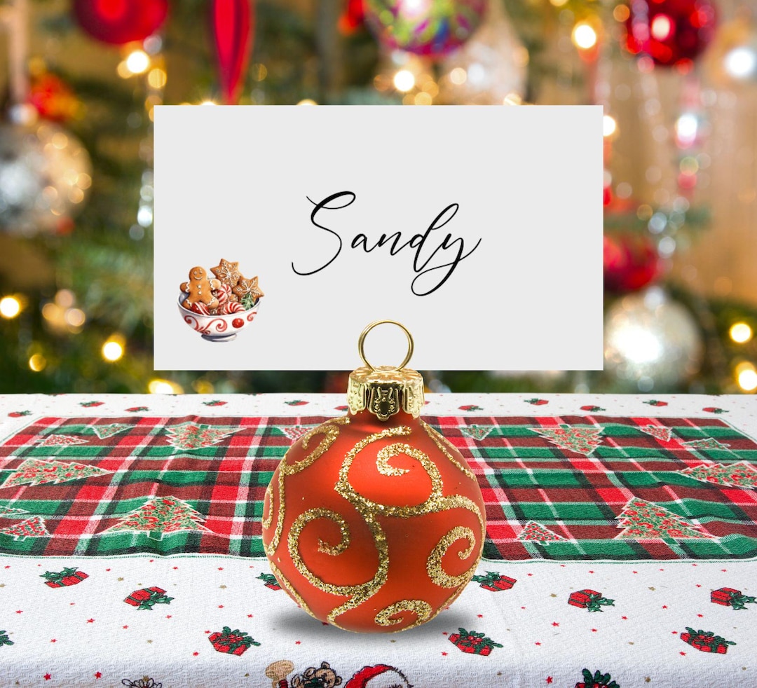 Editable Template Minimalist Christmas Name Cards Calligraphy Font ...