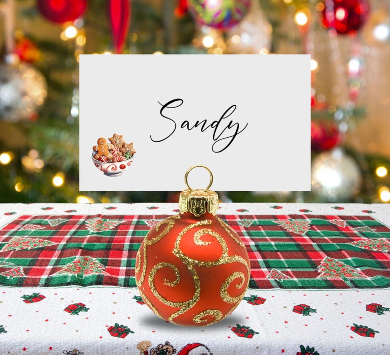 Editable Template Minimalist Christmas Name Cards Calligraphy Font ...