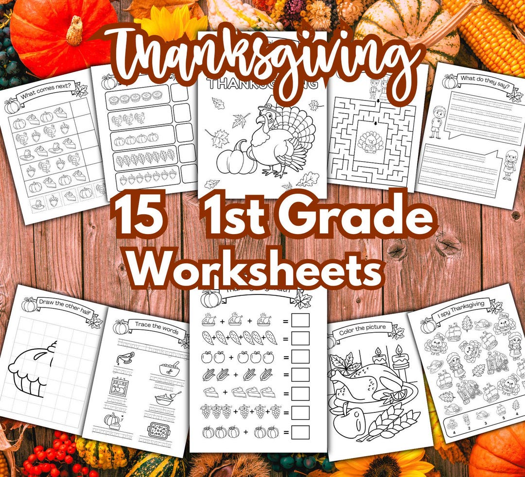 15 Printable Thanksgiving Worksheets & Activity Pages for First Grade ...