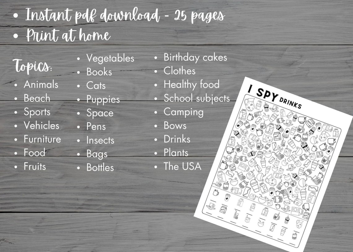 Printable I Spy Coloring Pages Digital Download I Spy Insects, I Spy ...