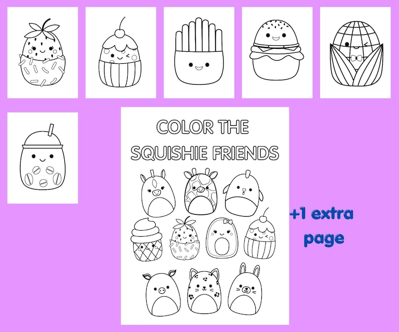 Squishmallow Coloring Pages, Animals and Food, 56 Printables (PDF) - Etsy
