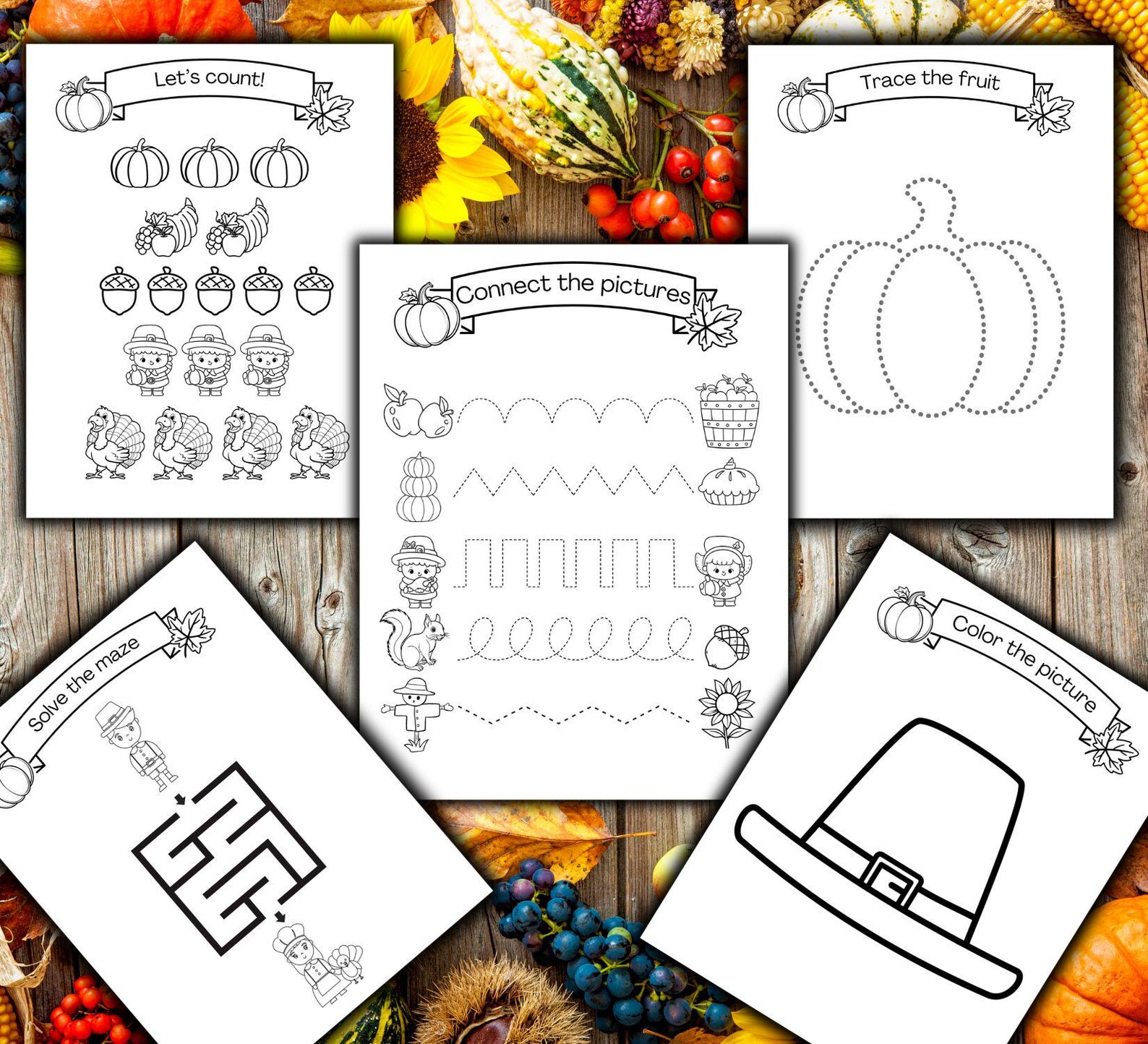Thanksgiving Toddler & Preschool Worksheets, Activity Pages (printable ...