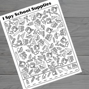 2 I Spy Printable Coloring Pages, I Spy Back to School, Black and White ...