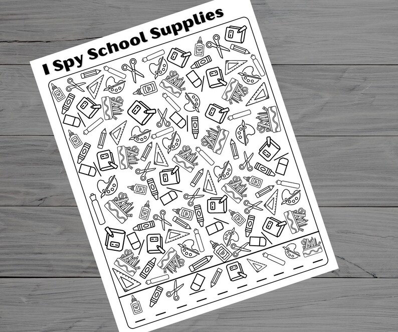 2 I Spy Printable Coloring Pages, I Spy Back to School, Black and White ...