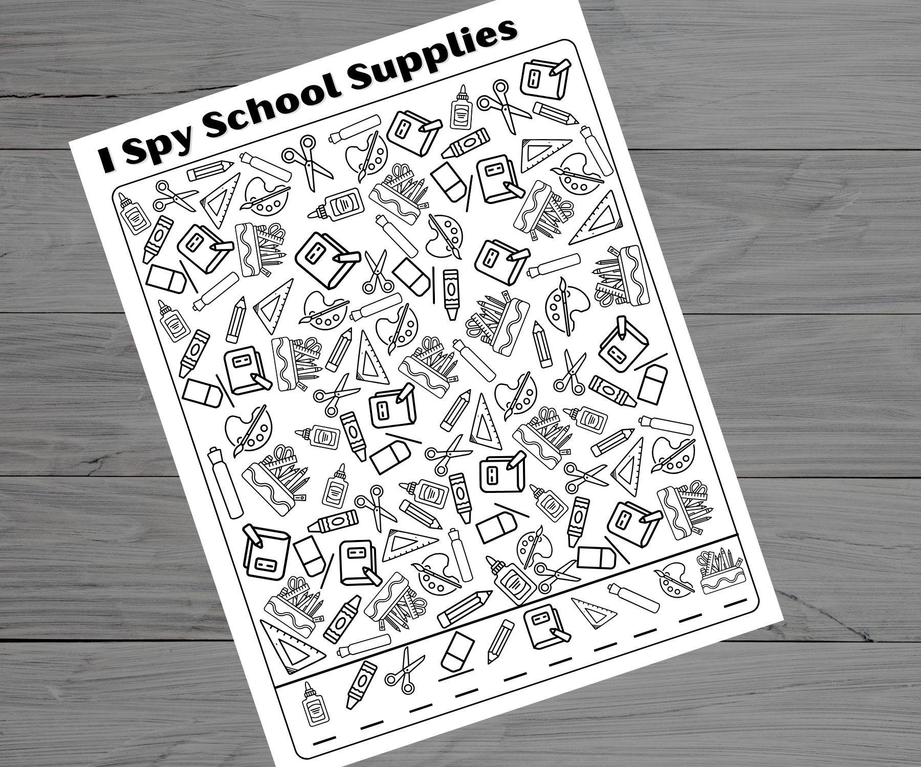 2 I Spy Printable Coloring Pages, I Spy Back to School, Black and White ...