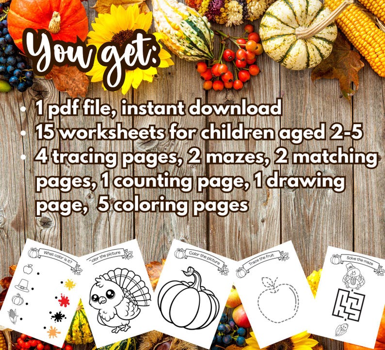 Thanksgiving Toddler & Preschool Worksheets, Activity Pages (printable ...