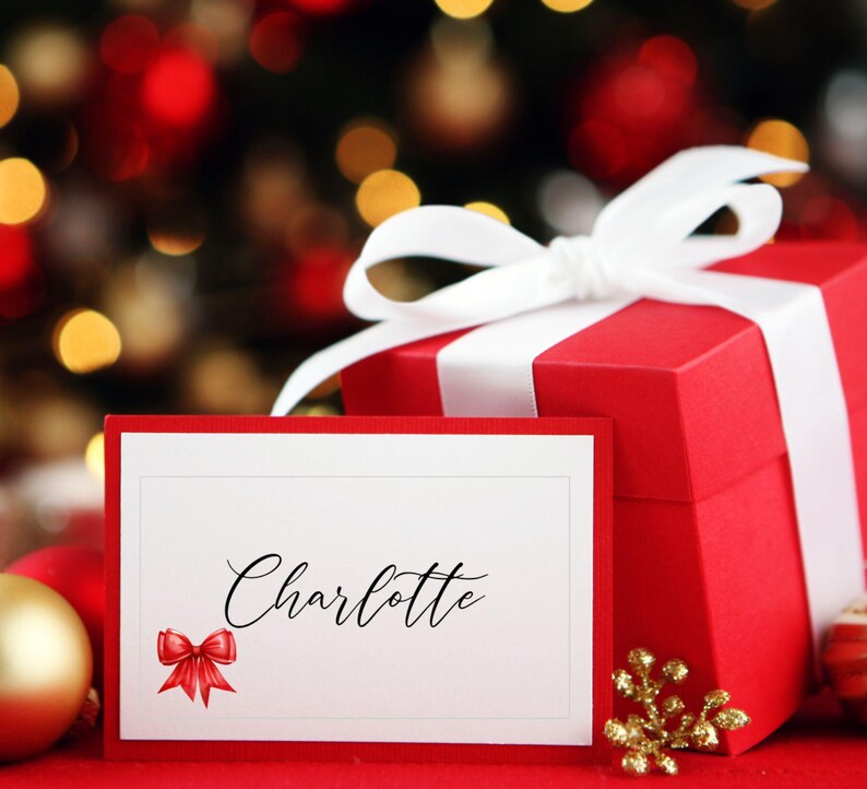Editable Template Minimalist Christmas Name Cards Calligraphy Font ...