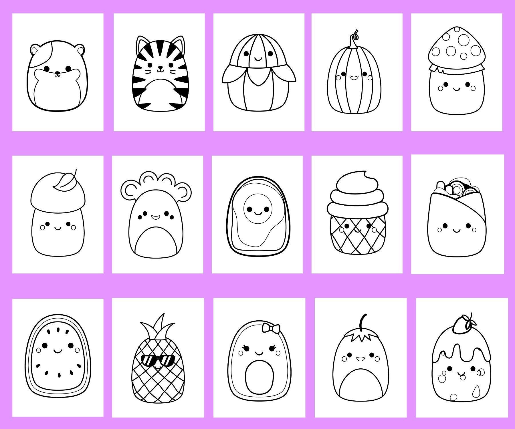 Download&print Squishmallow Animals and Food Coloring Pages, Squishie ...