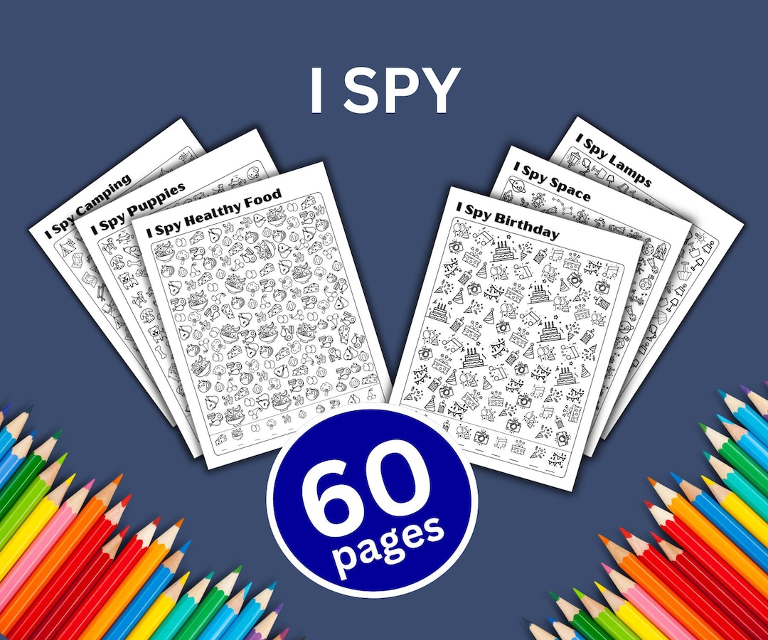 60 I Spy Printable Coloring Pages, I Spy Worksheets in PDF, Food, Pets ...