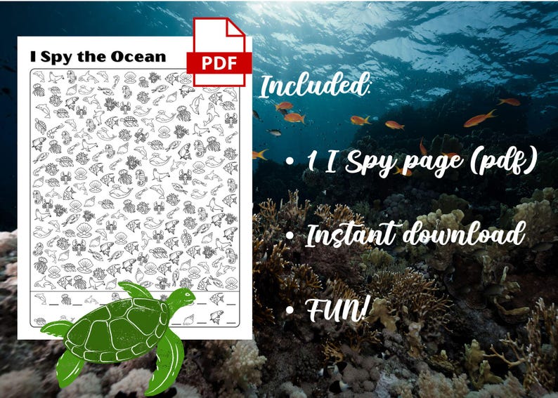 I Spy the Ocean, 1 I Spy Coloring Page, Difficult I Spy Activity for ...