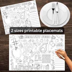 Printable Healthy Food Placemat for Kids Letter Size 8.5x11 and 11x17 ...