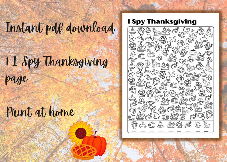 I Spy Thanksgiving Activity Sheet, Thanksgiving Coloring Page ...