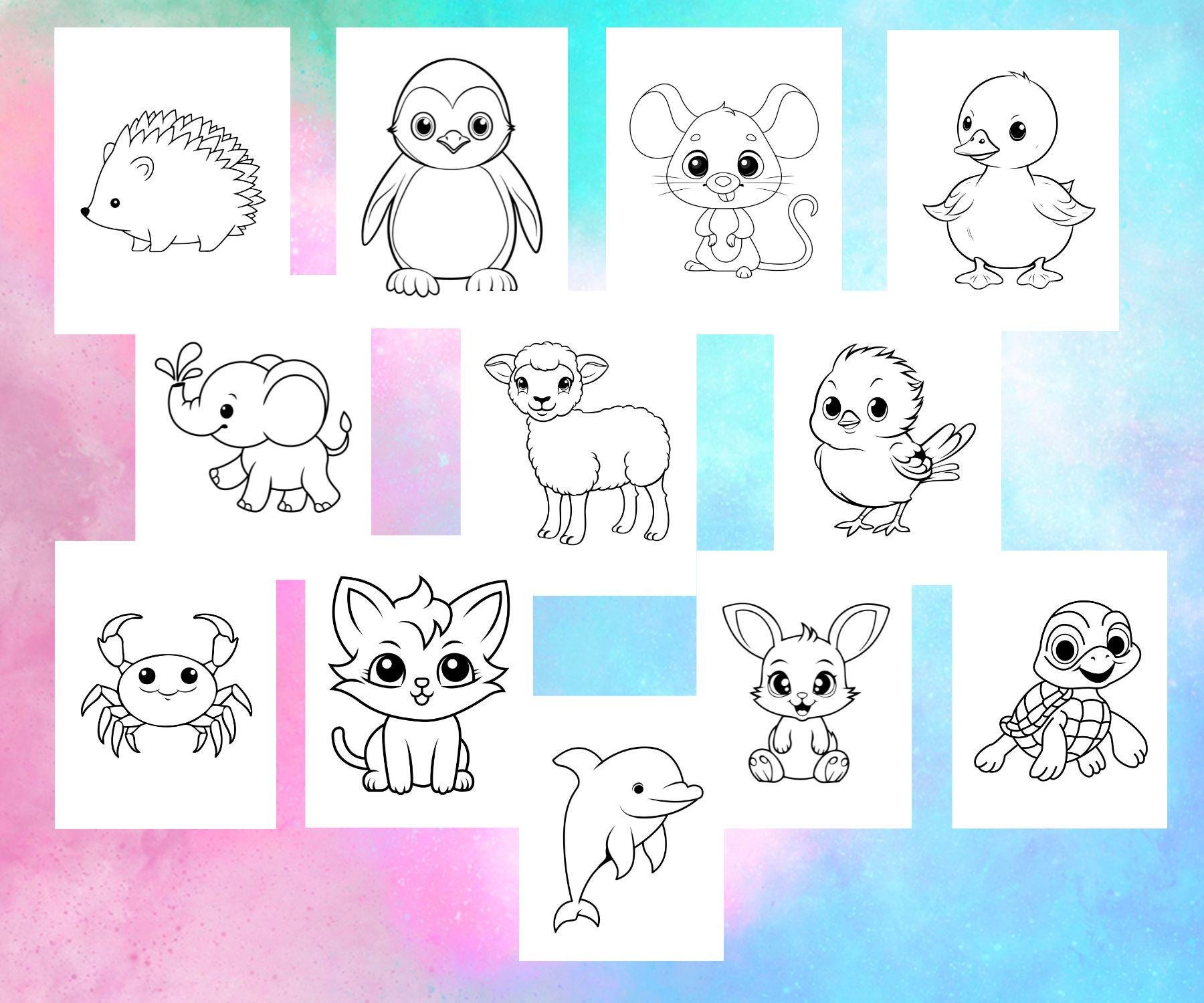 60 Easy Animal Coloring Pages, Toddler Printables (PDF Pattern) - Etsy