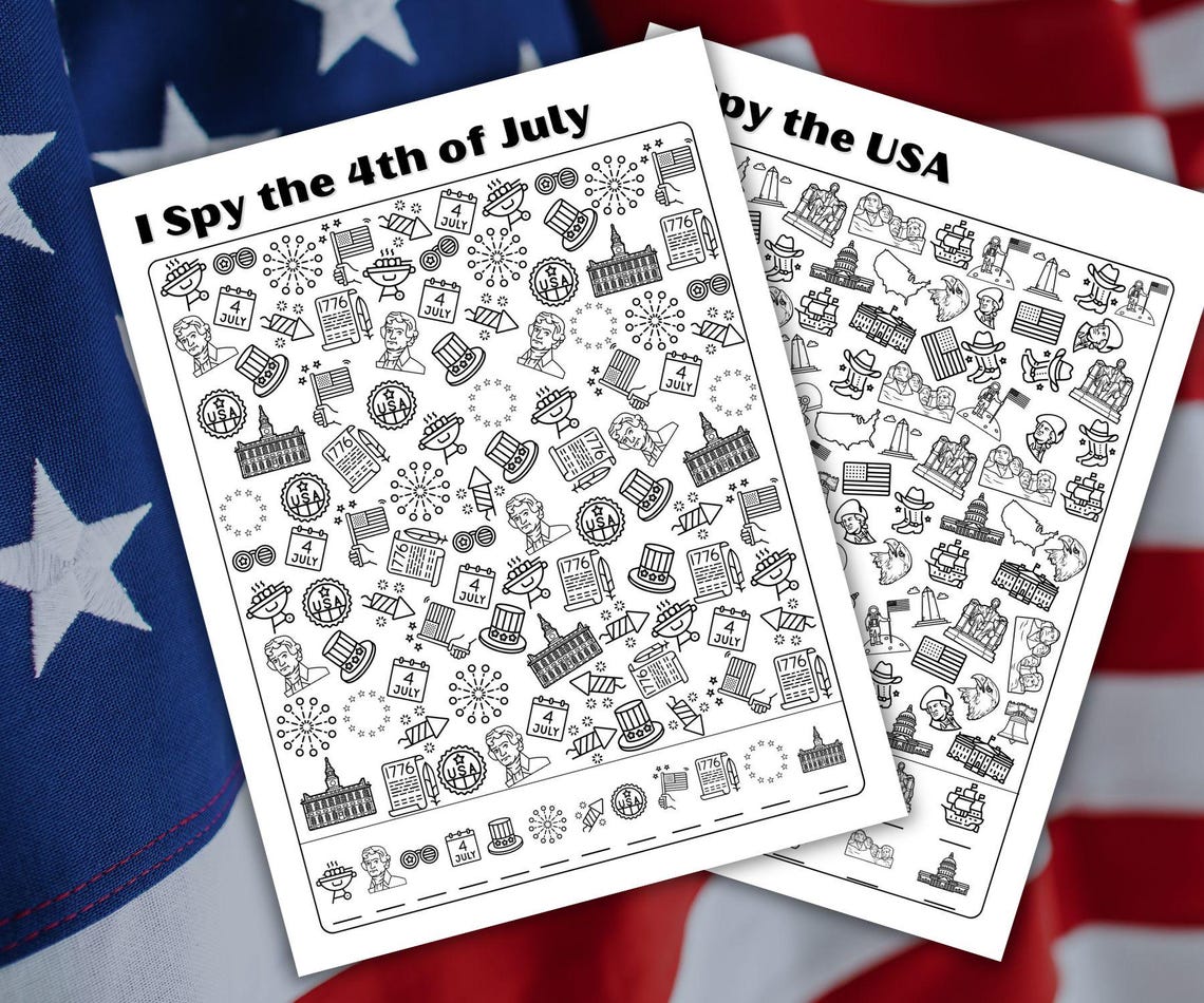 Printable I Spy the 4th of July Activity, Independence Day Coloring ...