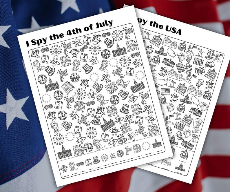 Printable I Spy the 4th of July Activity, Independence Day Coloring ...