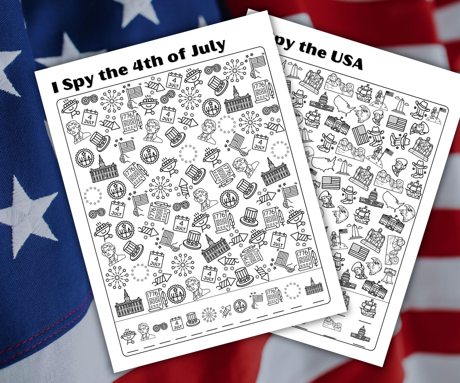 Printable I Spy the 4th of July Activity, Independence Day Coloring ...