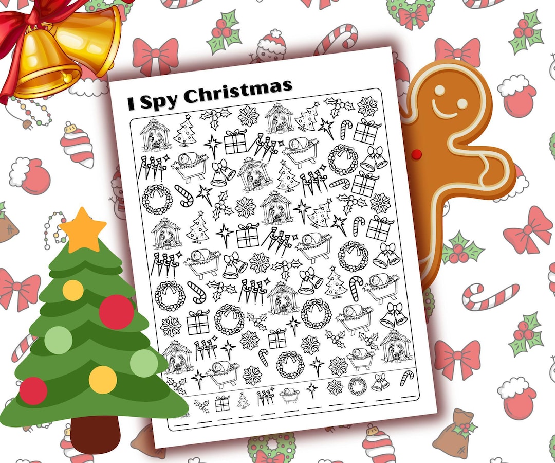 I Spy Christmas Activity Sheet, Christmas Coloring Page, Christmas ...