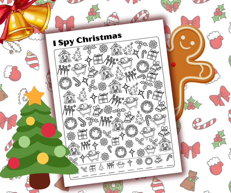 I Spy Christmas Activity Sheet, Christmas Coloring Page, Christmas ...