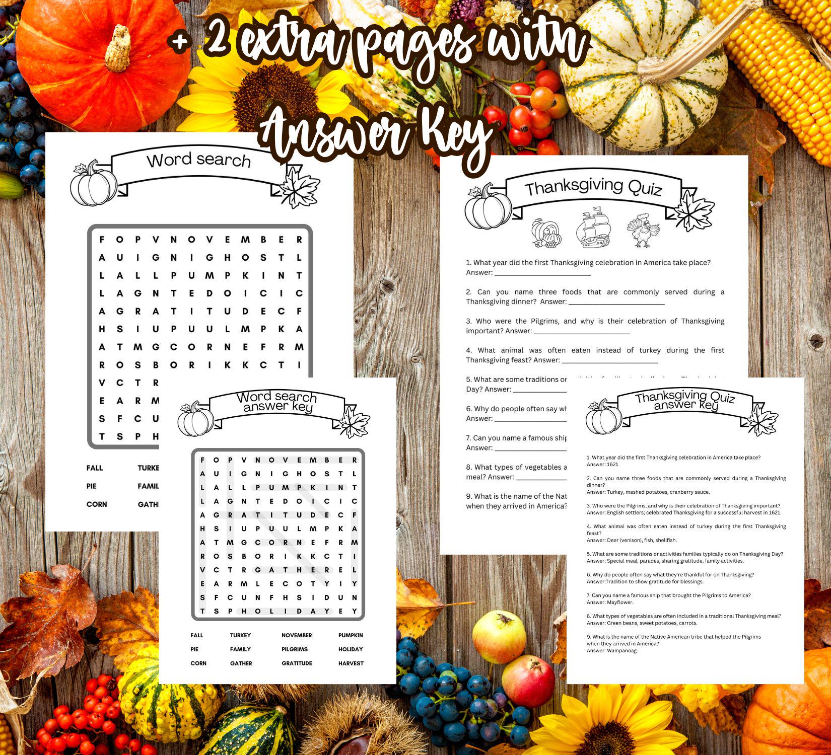 15 Printable Thanksgiving Worksheets & Activity Pages for Second Grade ...