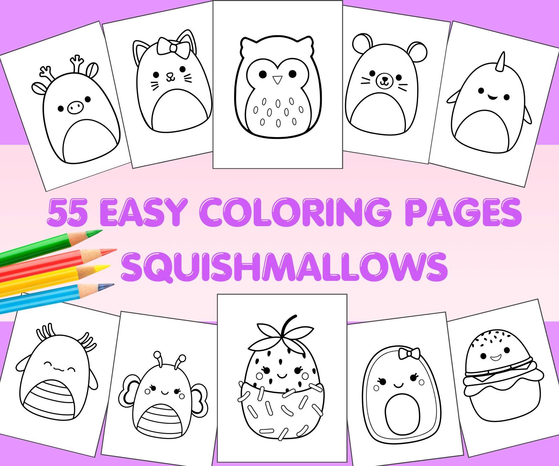 Download&print Squishmallow Animals and Food Coloring Pages, Squishie ...