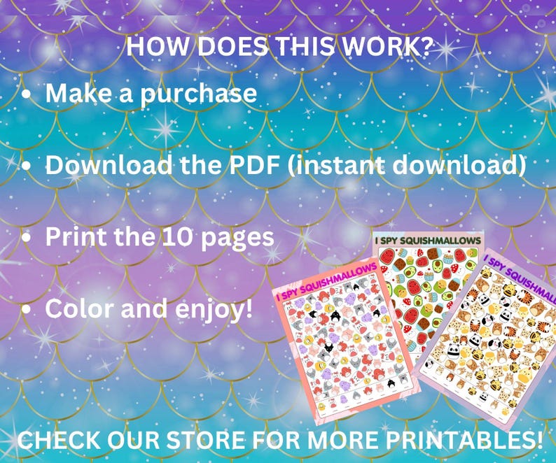Squishmallow I Spy Printable – 10 Page Kids Activity (digital Download ...