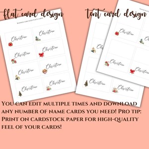 Editable Template Minimalist Christmas Name Cards Calligraphy Font ...