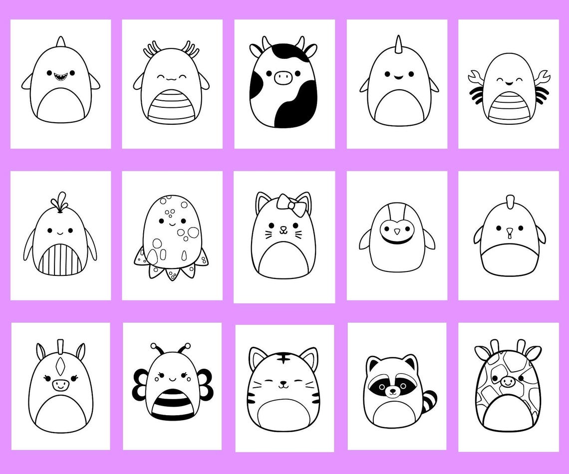 Squishmallow Coloring Pages, Animals and Food, 56 Printables (PDF) - Etsy