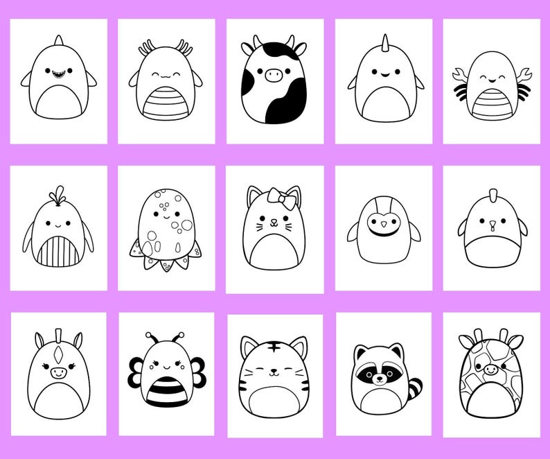 Download&print Squishmallow Animals and Food Coloring Pages, Squishie ...