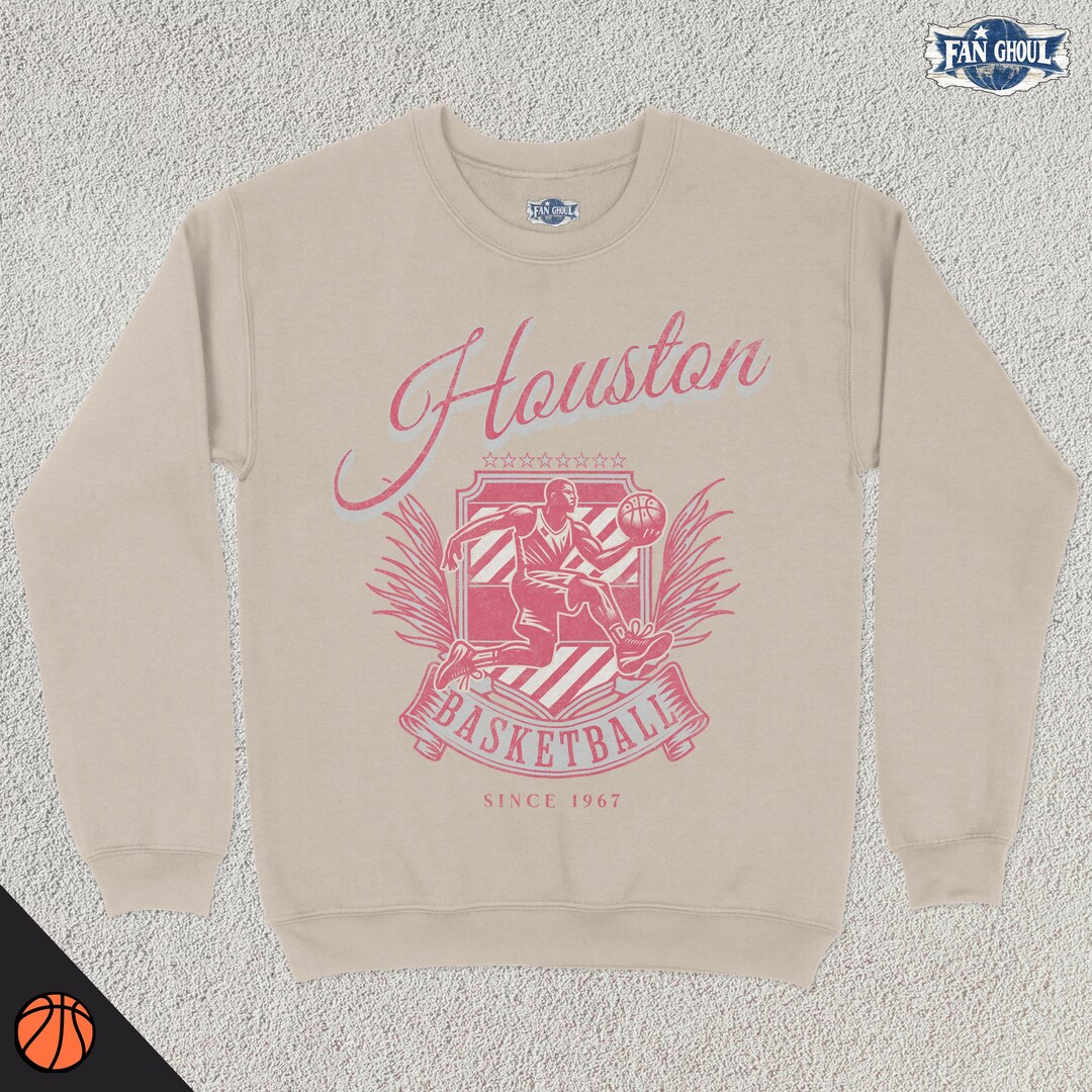 Vintage Houston Basketball Crewneck, American Sports Sweatshirt, US ...