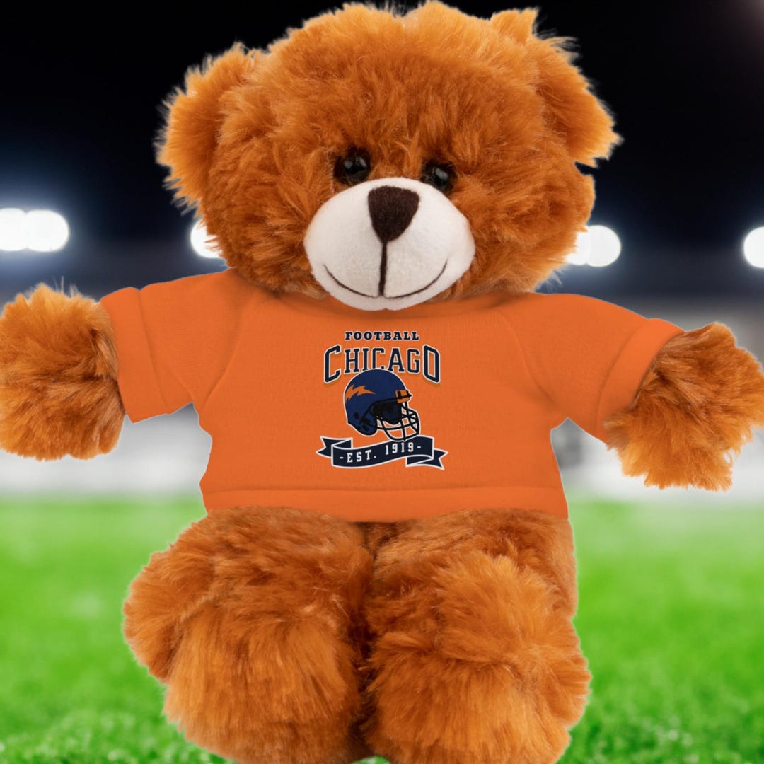 Bear Plushie, Chicago Football Stuffed Animal With Tee, Football Fan ...