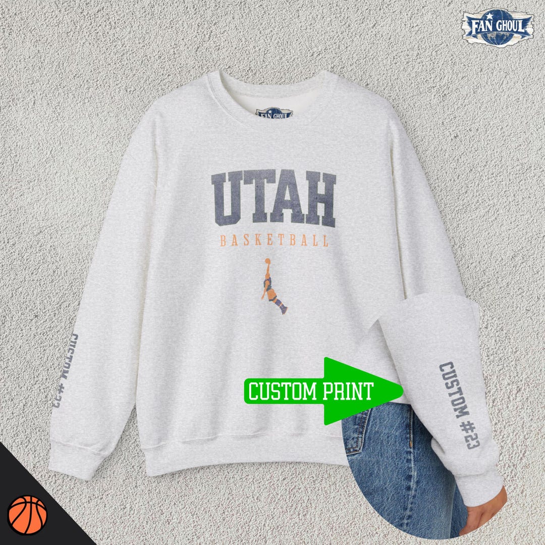 Custom Utah Basketball Varsity Sweatshirt, College Sports Crewneck ...