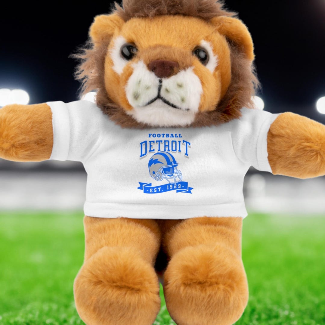 Lion Plushie, Detroit Football Stuffed Animal With Tee, Football Fan ...