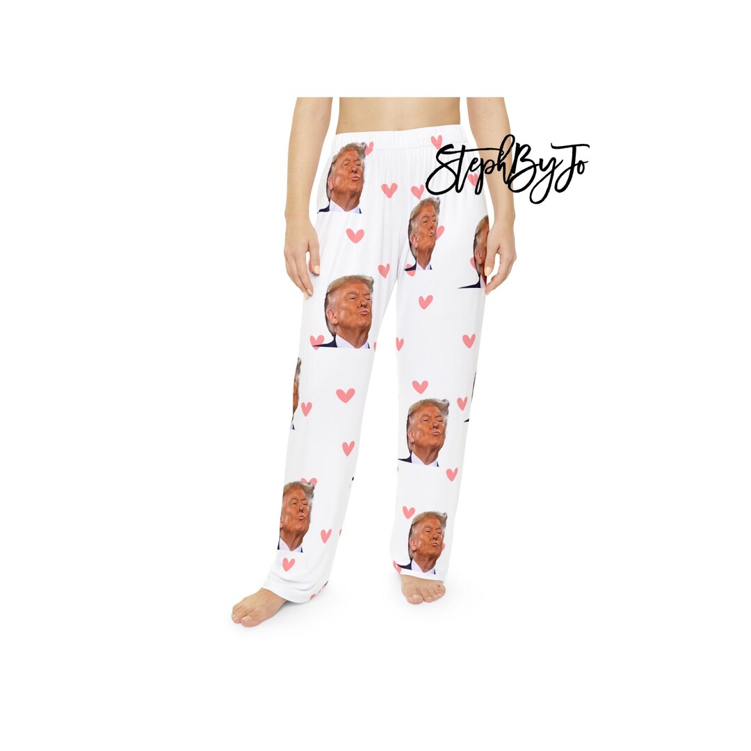 Donald Trump Heart Kissy Face Women's Pajama Pants, MAGA, Gift for Her ...