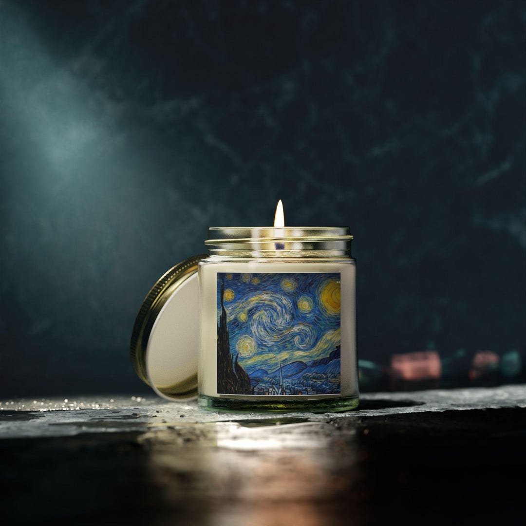 Van Gogh Starry Night Scented Candles, Coconut Apricot Wax 4oz, 9oz - Etsy
