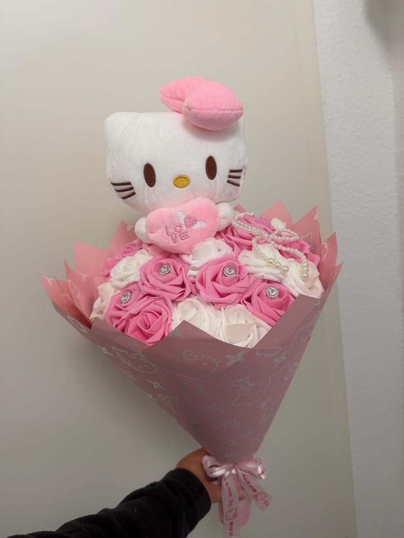 Hello Kitty Gift Bouquet – Eternal Rose Bouquet, Plush Toy Gift, Loving ...