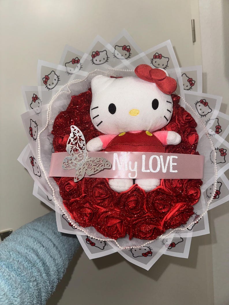 Hello Kitty Plush Eternal Rose Bouquet. Gift for Couples for ...
