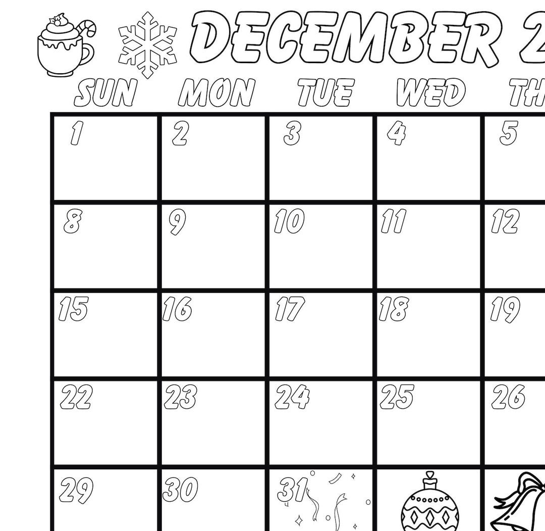December 2024 Calendar & Coloring Page - Etsy