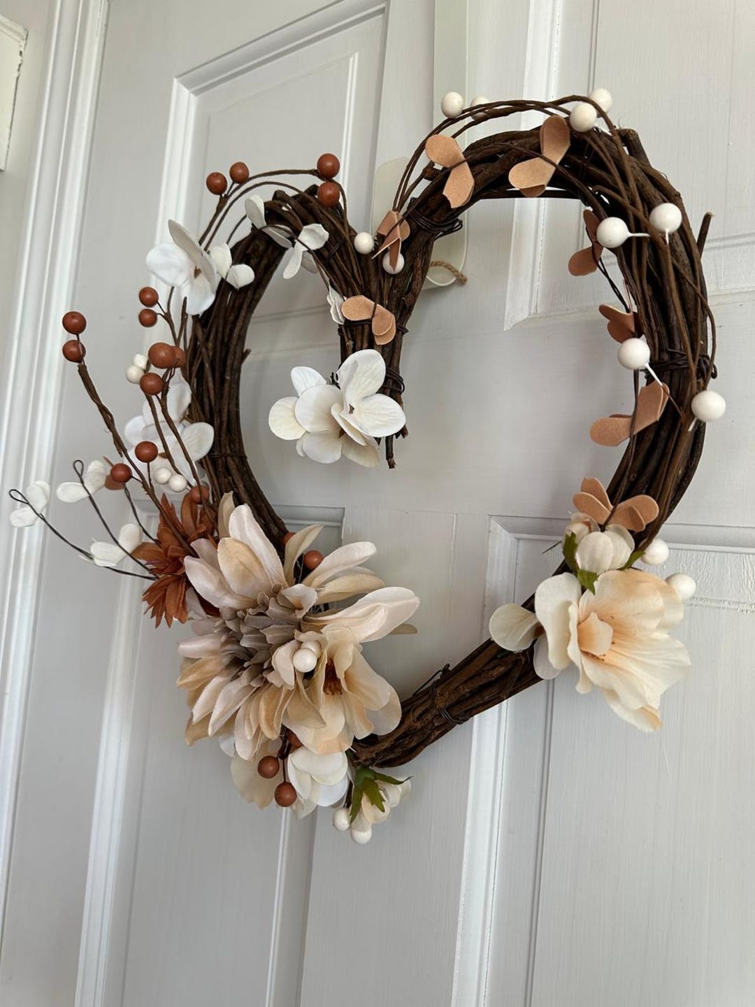 Heart-shaped Grapevine Wreath With Fall Flowers, You Will Fall in Love ...