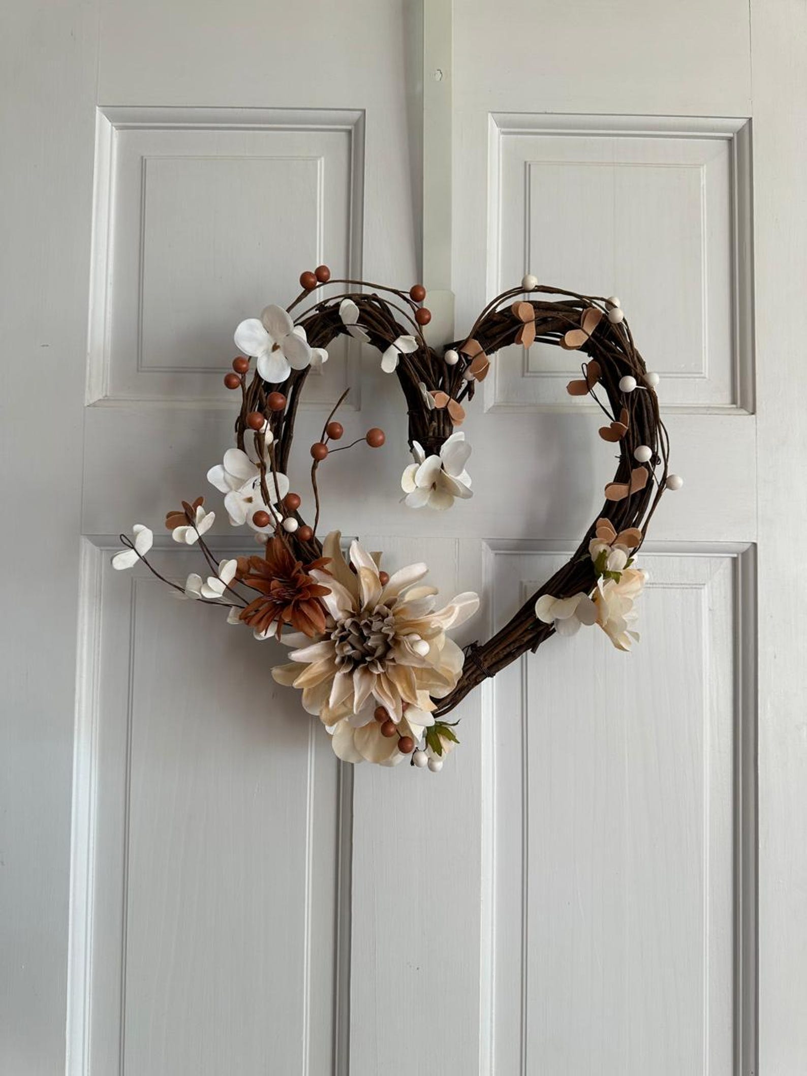 Heart-shaped Grapevine Wreath With Fall Flowers, You Will Fall in Love ...