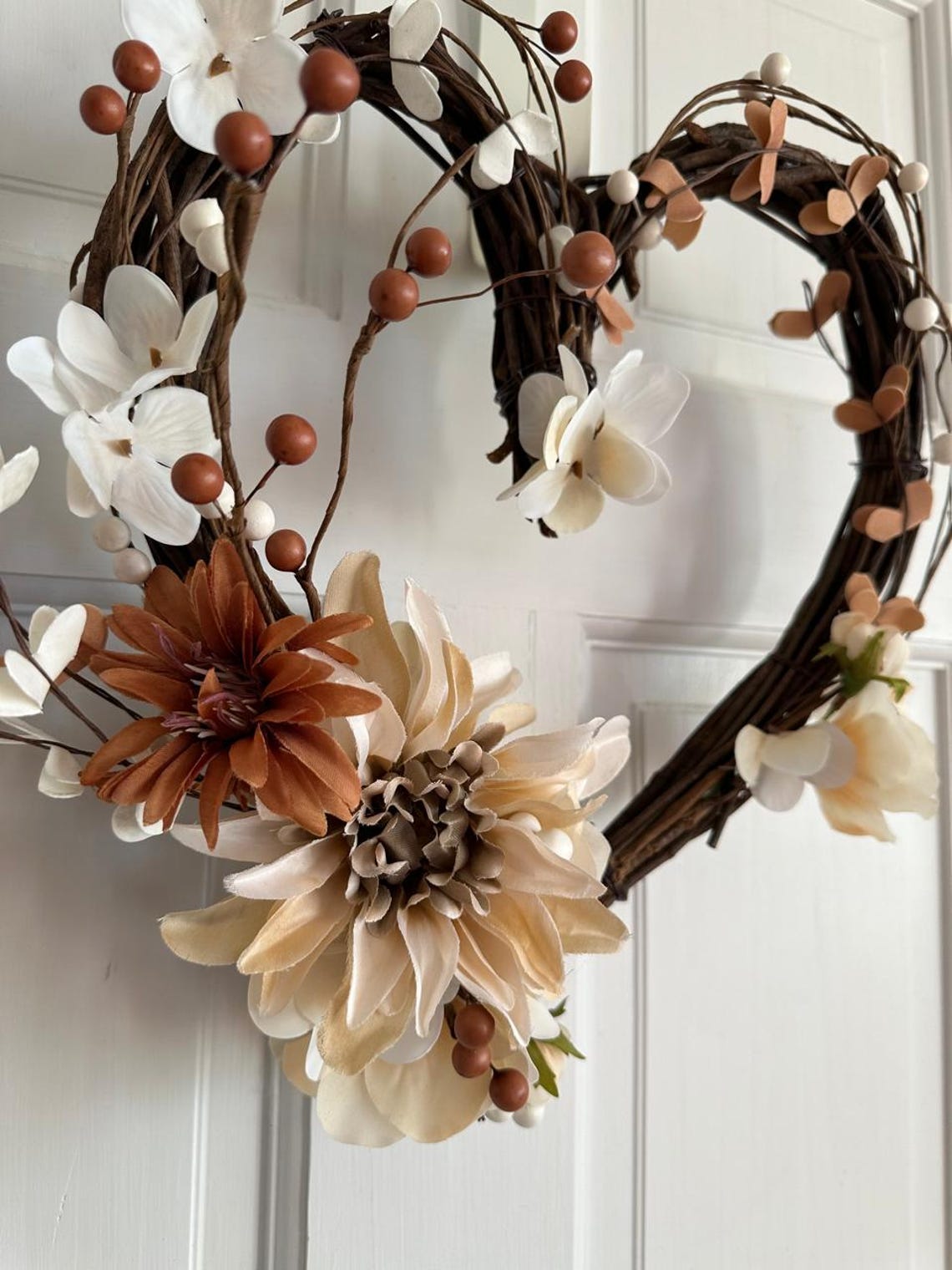Heart-shaped Grapevine Wreath With Fall Flowers, You Will Fall in Love ...