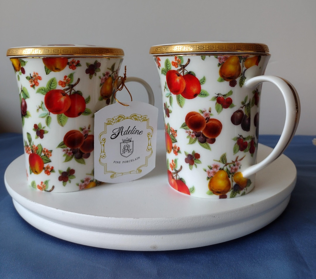 Made in Italy Adeline Fine Porcelain Lidded Tea Infusion Cup Set of Two ...