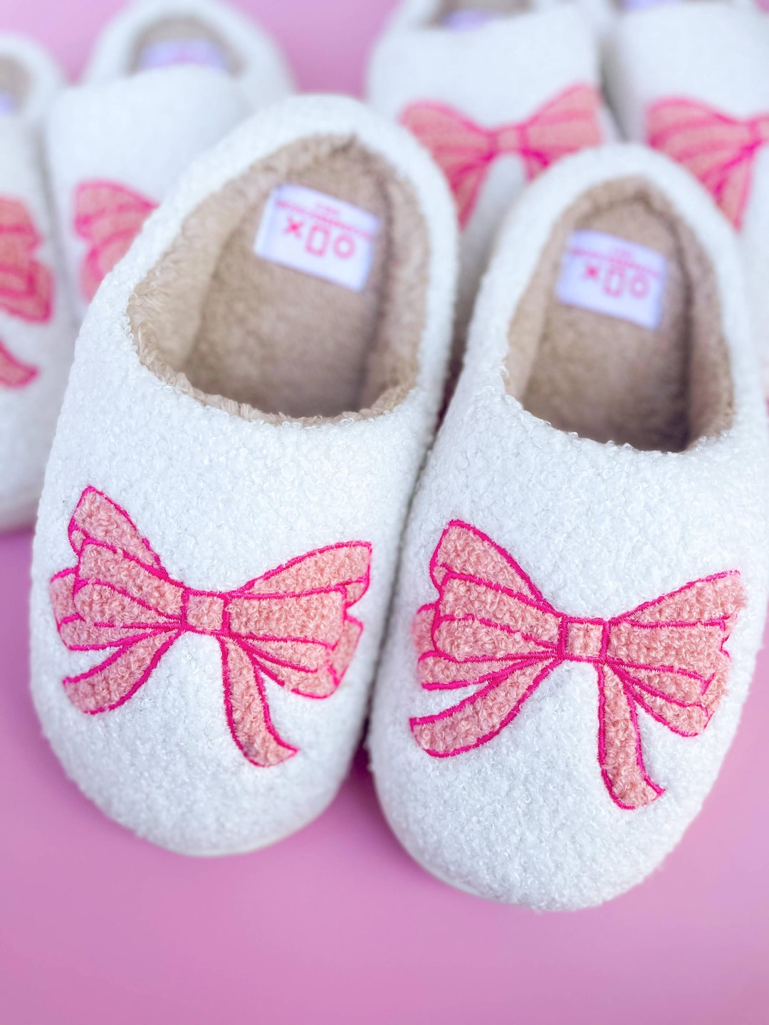 Rock Paper Scissors - Pink Bow Slippers - Etsy