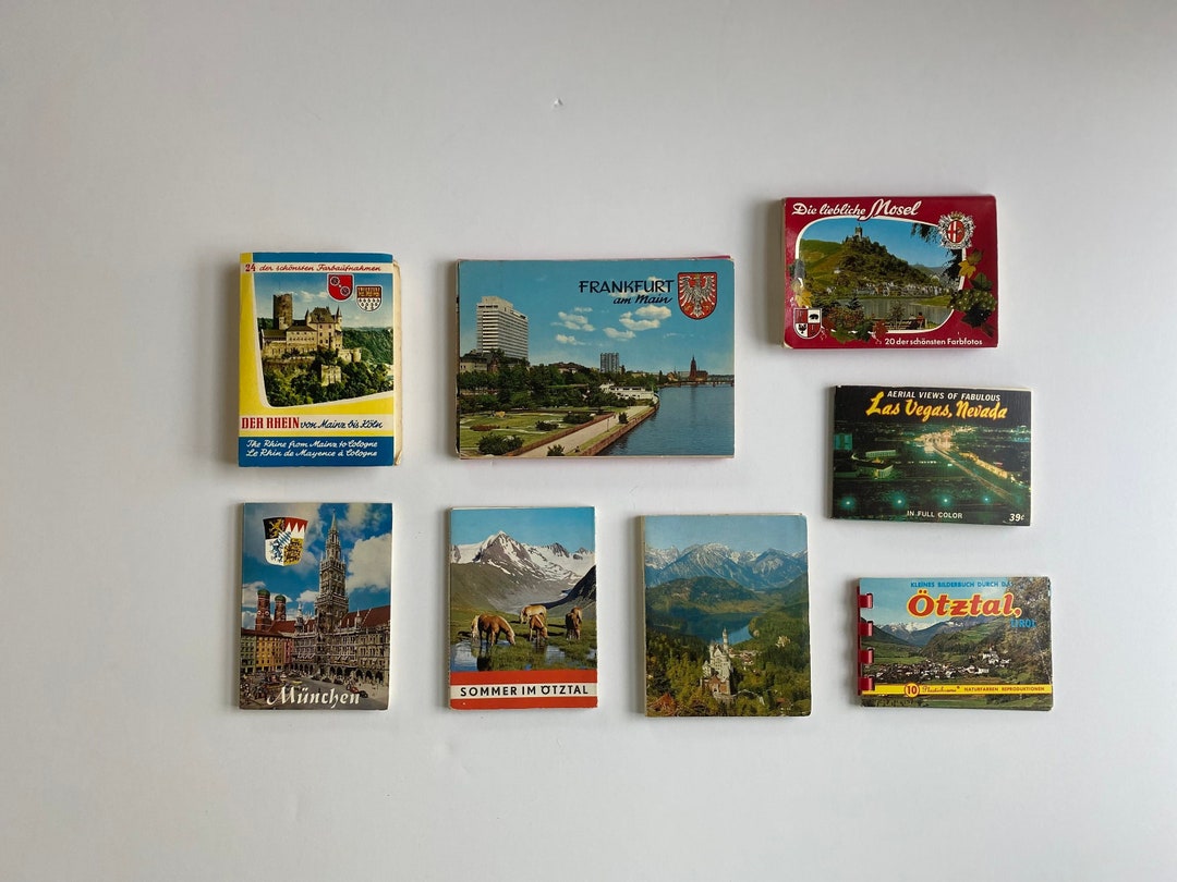 8 Vintage Miniature Postcard and Color Photo Mini Scenic Booklets ...