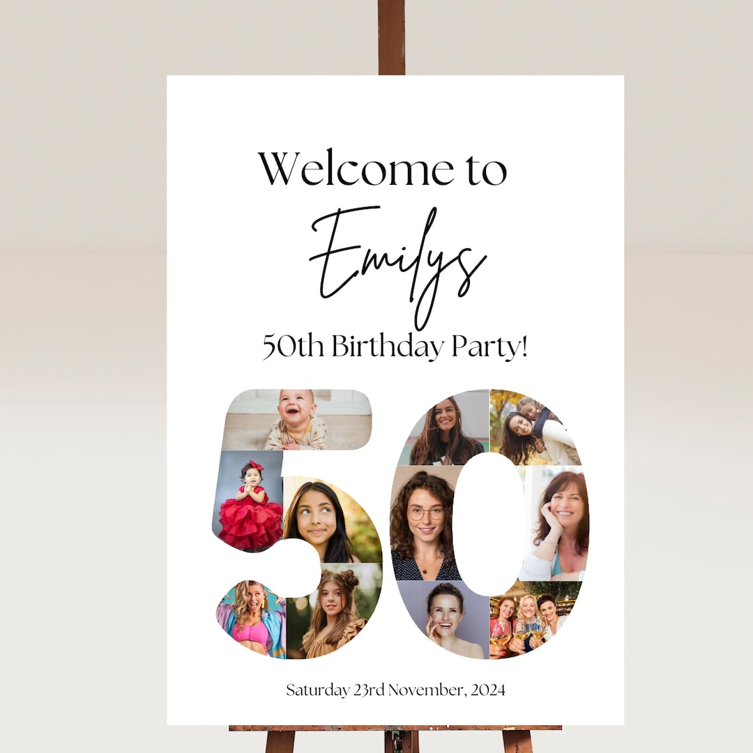 Custom 50th Sign, Birthday Sign, Photo Collage, Custom Photo Collage ...